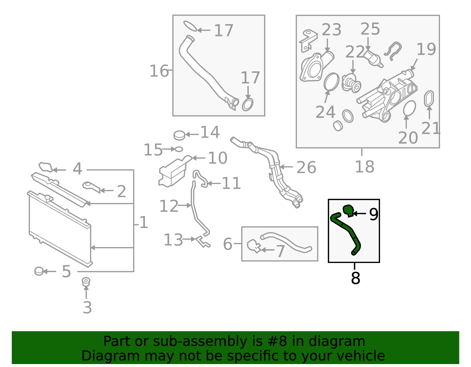 2010-2012 Hyundai Santa Fe Lower Hose 25412-2B800 | MotorMotor