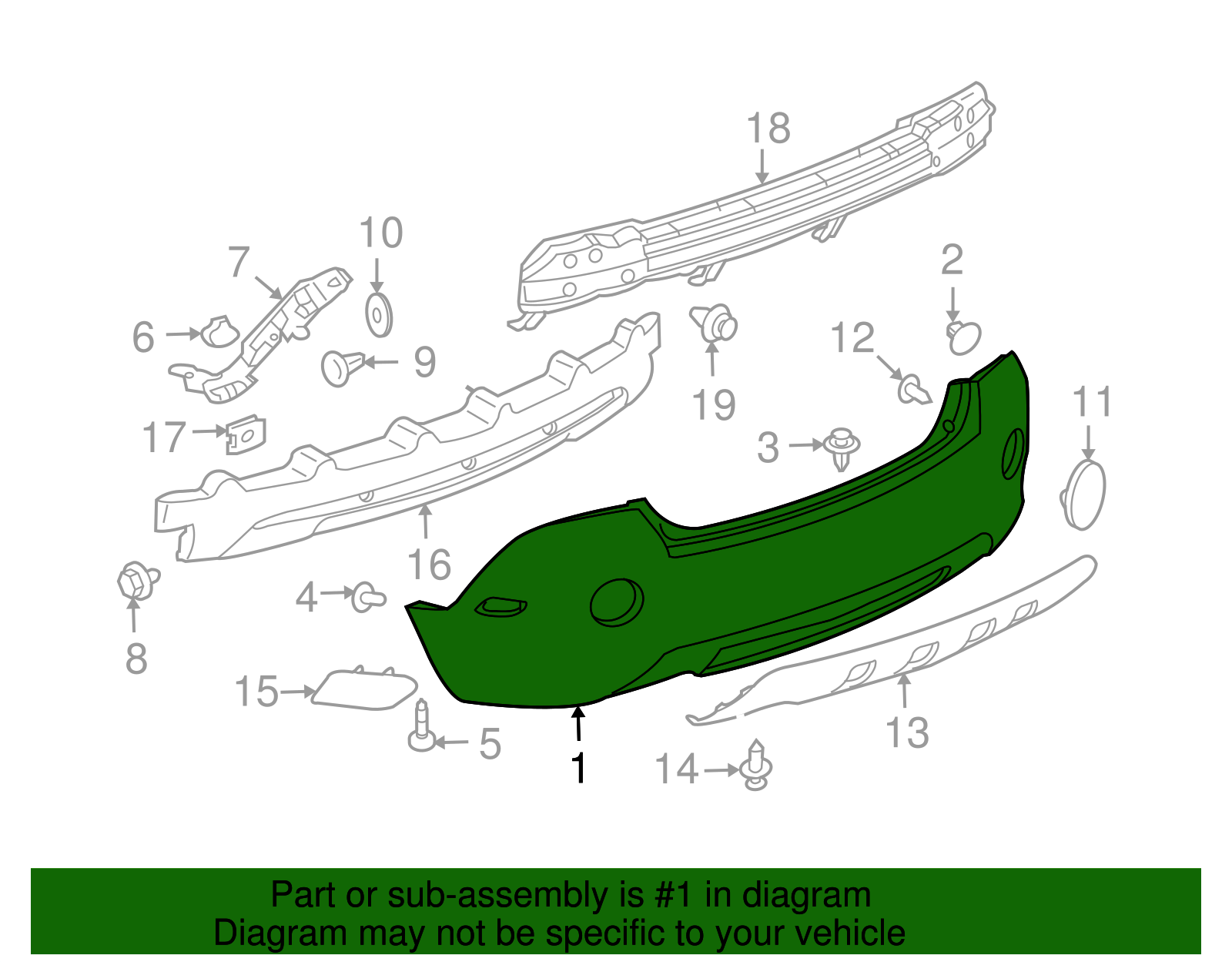 2008-2015 GM Rear Bumper Cover 22949863 | Awesome Parts