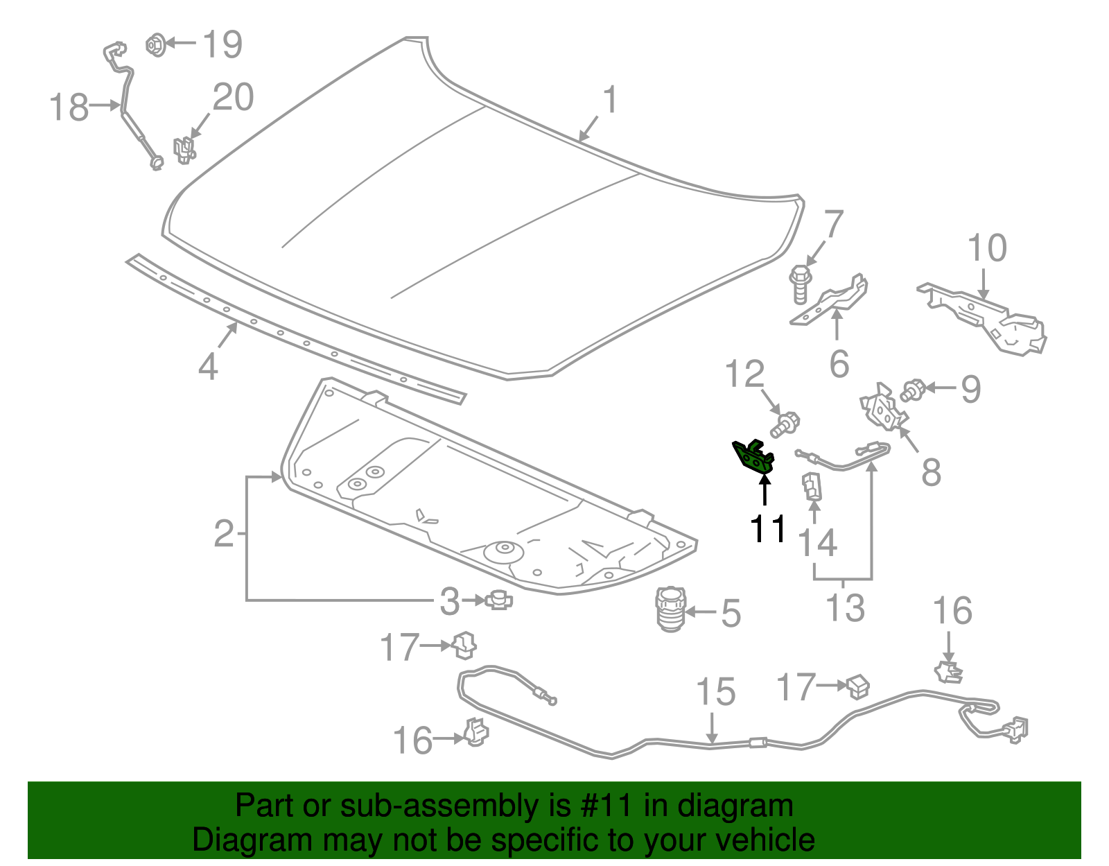 74125-TVA-A01 - Latch Assembly Remote - 2018-2020 Honda Accord | Honda ...