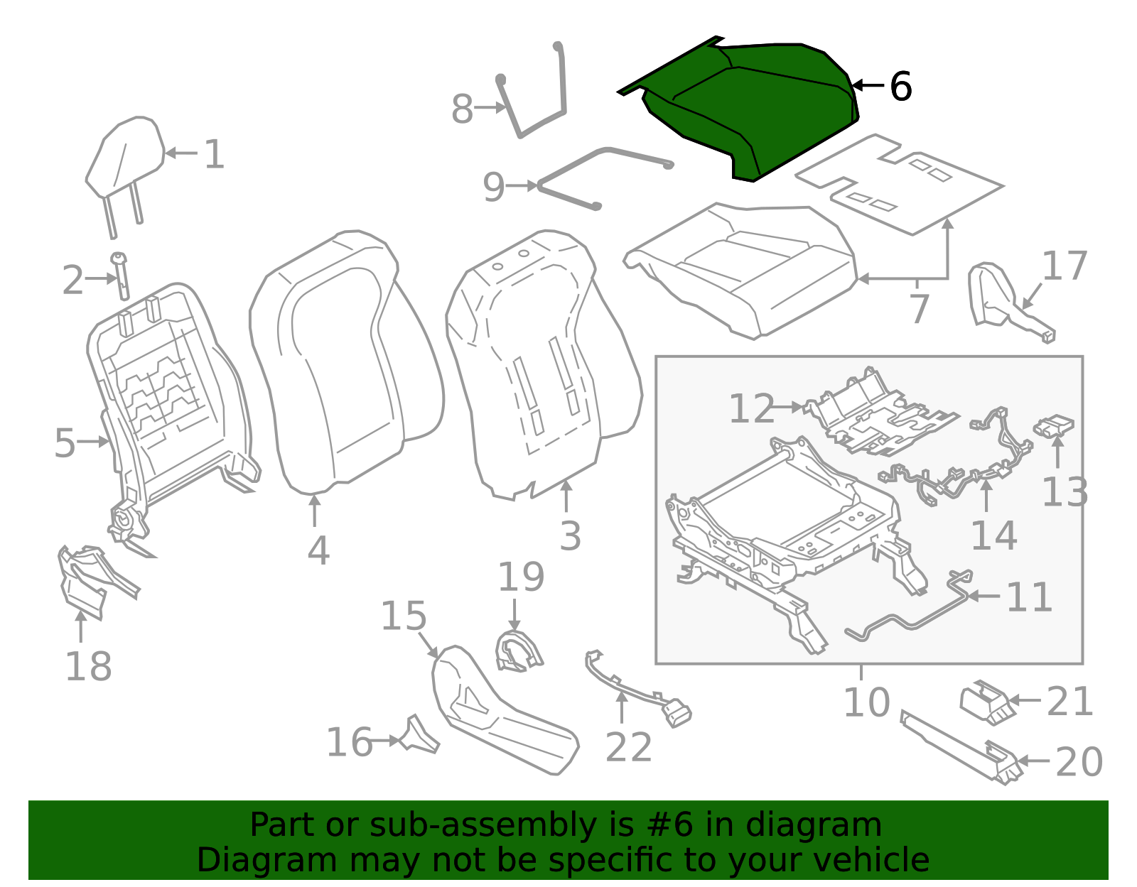2019-2021 Subaru Ascent Cushion Cover 64140XC00AVH | Subaru Parts Guys