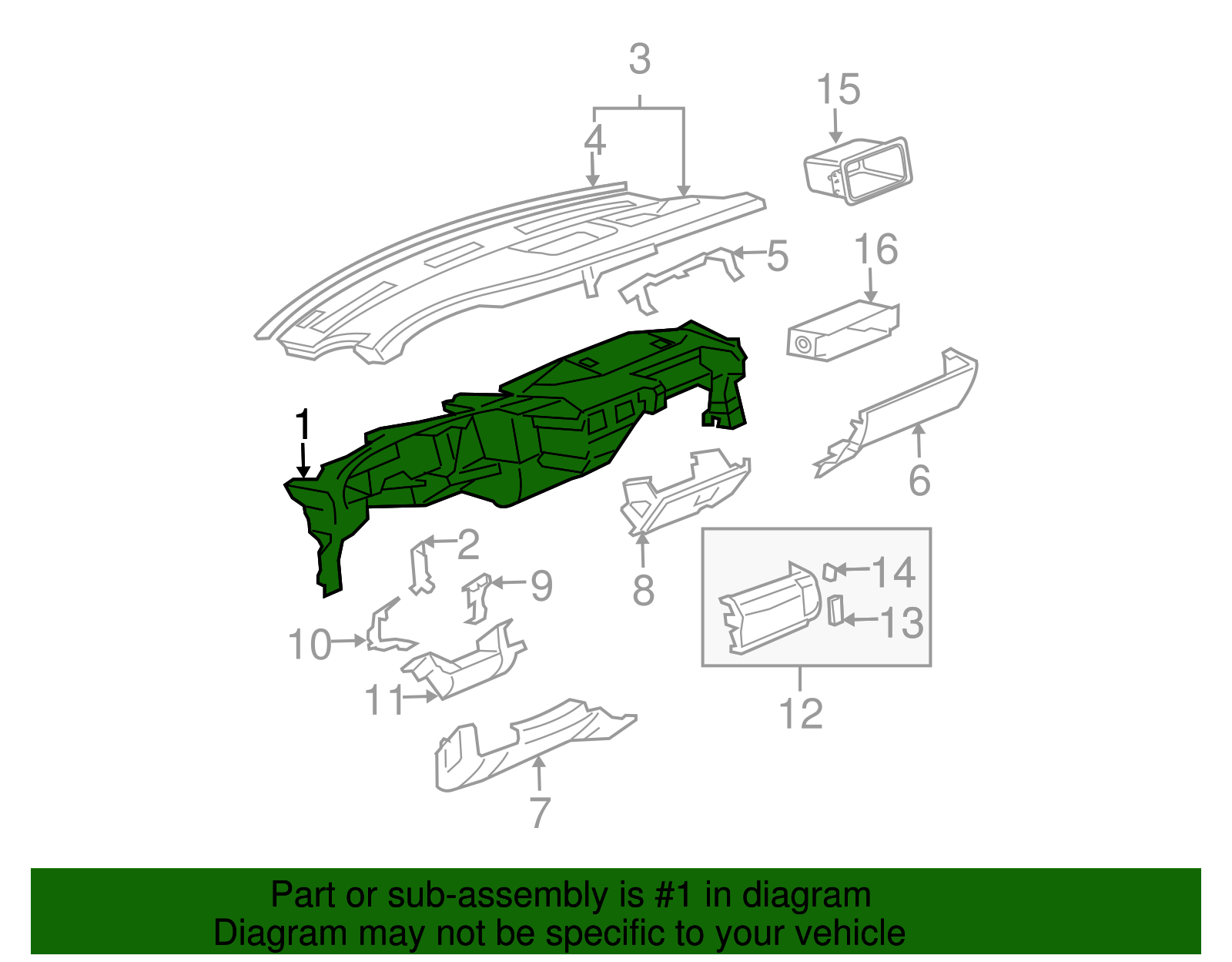 2013-2025 GM Instrument Panel Carrier 84777464 GM | GMPartsDirect.com