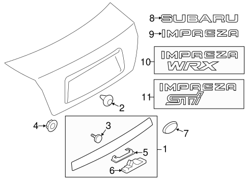 Exterior Trim - Trunk for 2011 Subaru Impreza | Subaru Parts Store