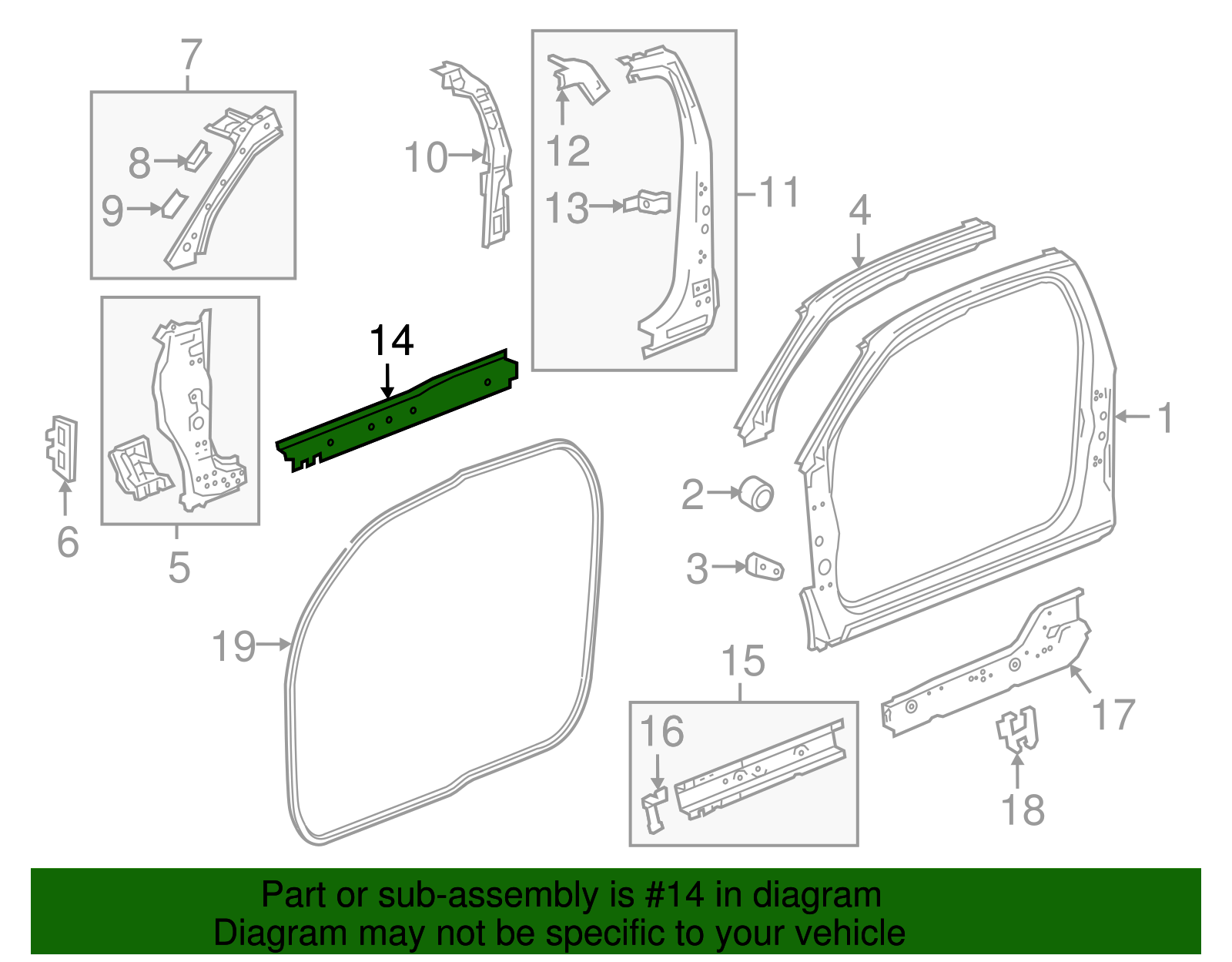 2015-2022 GM Driver Side Rocker Outer Panel Reinforcement 23387694 ...