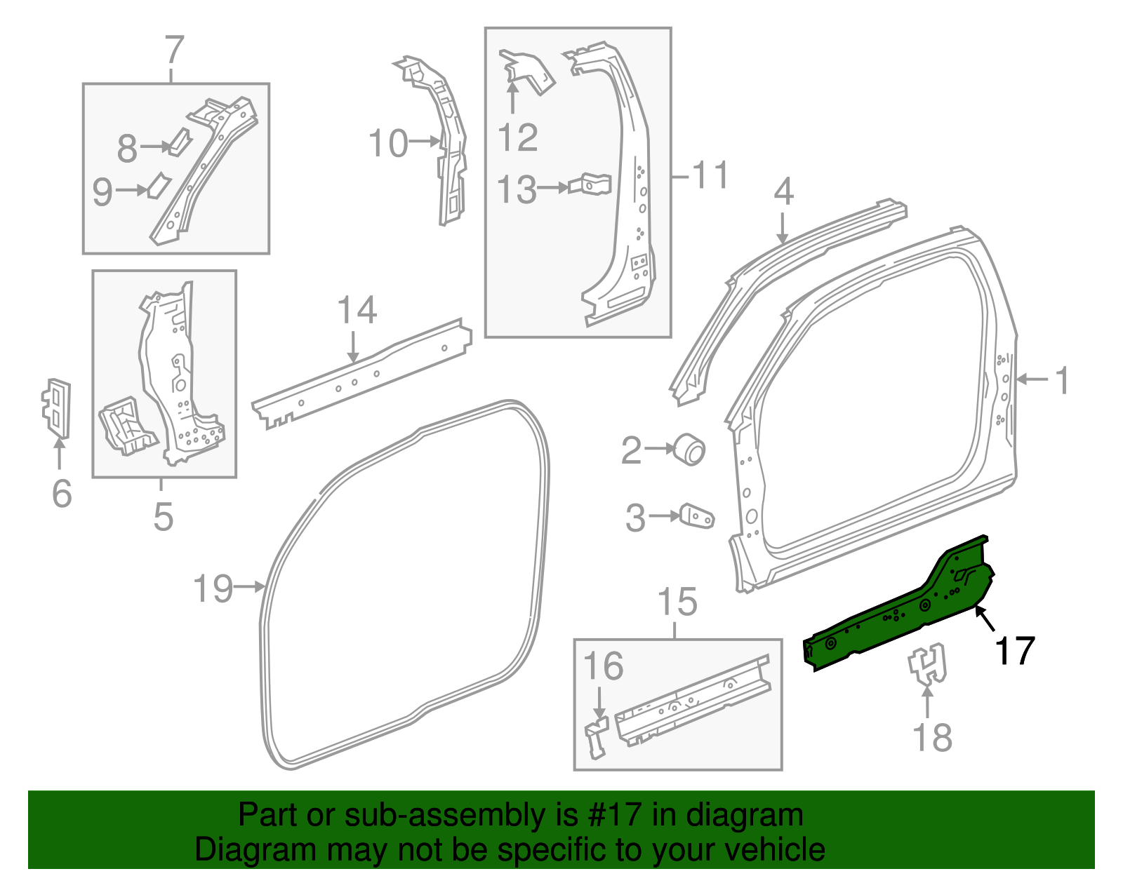 2015-2022 GM Passenger Side Rocker Inner Panel Rear Extension 52016108 ...