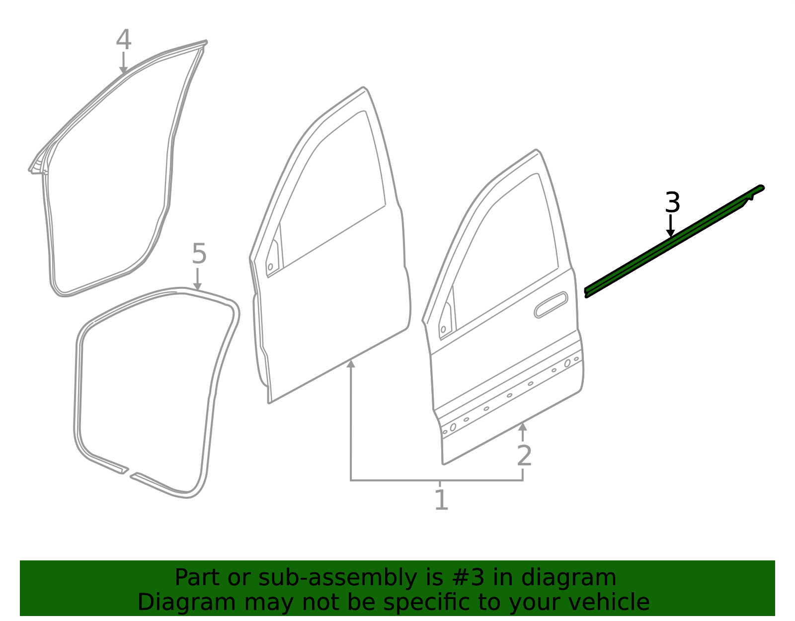 68257258AE - Rear Door Belt Outer Weatherstrip Right - 2016-2020 Jeep ...