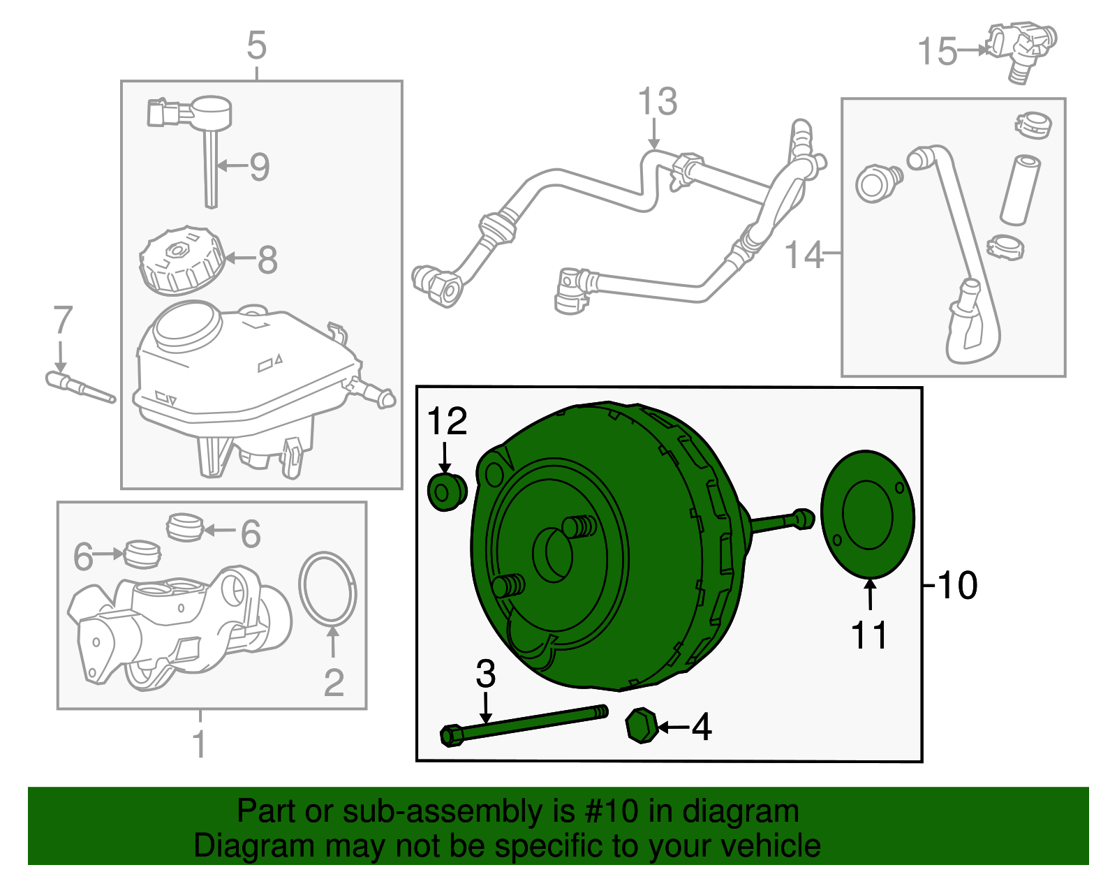 2010-2017 GM Vacuum Power Brake Booster Kit with Grommet, Seals, Nuts ...