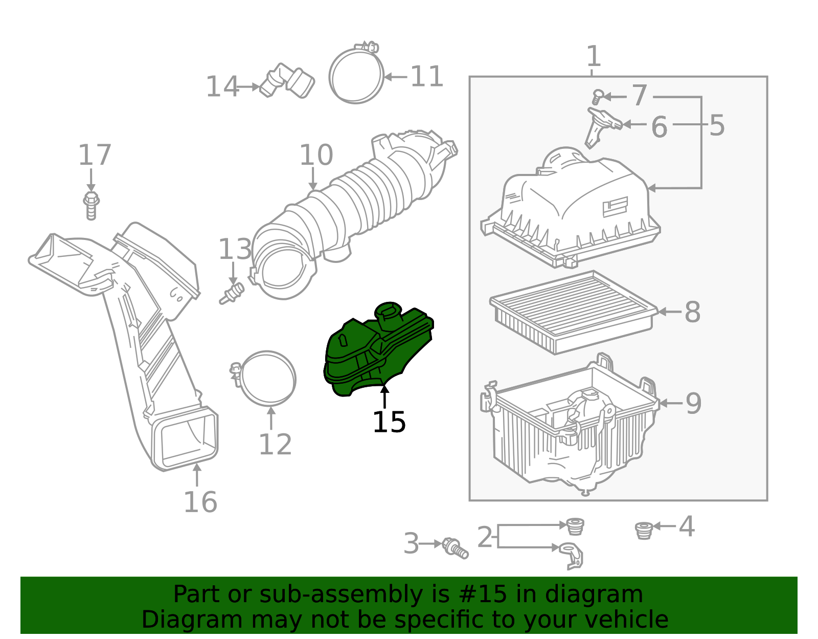 17893-0P220 - Engine Air Intake Resonator 2020-2022 Toyota Highlander ...
