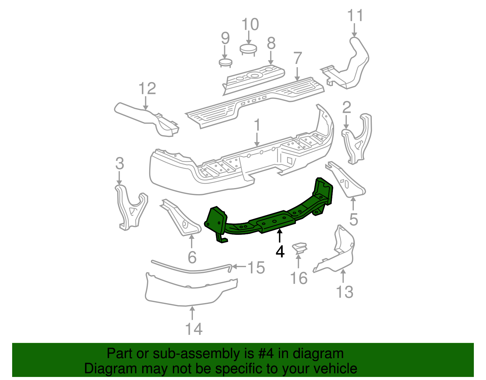 2005-2015 Toyota Tacoma Bumper Face Bar Reinforcement Beam (Rear) 52043 ...