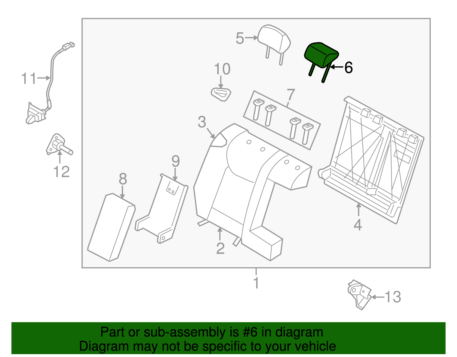 Hyundai - 89700-3X010-MSP - Headrest, Center - 2014-2016 Hyundai ...