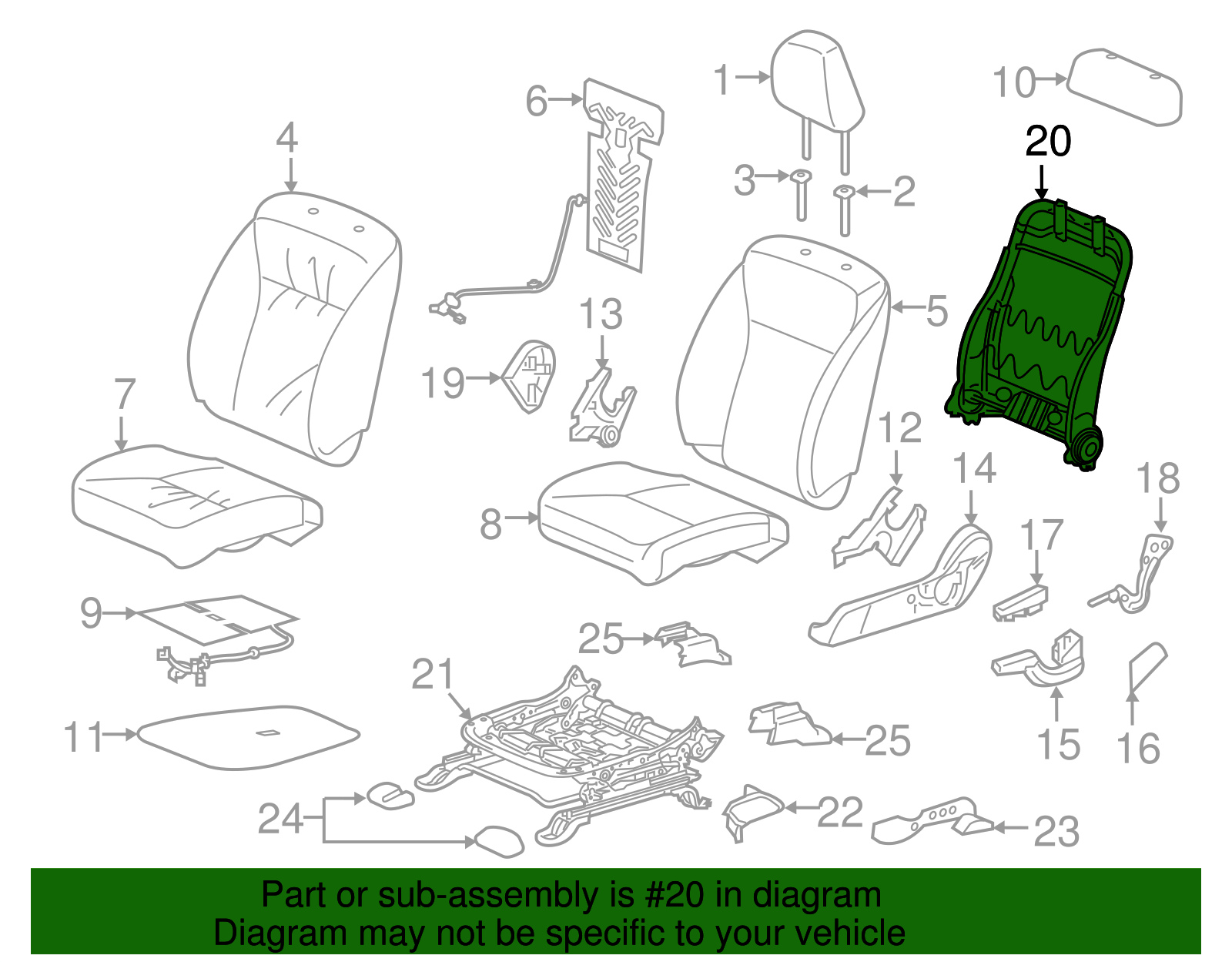 Seat Back Frame - Factory Structure & Support 81526-T5R-A01 ...