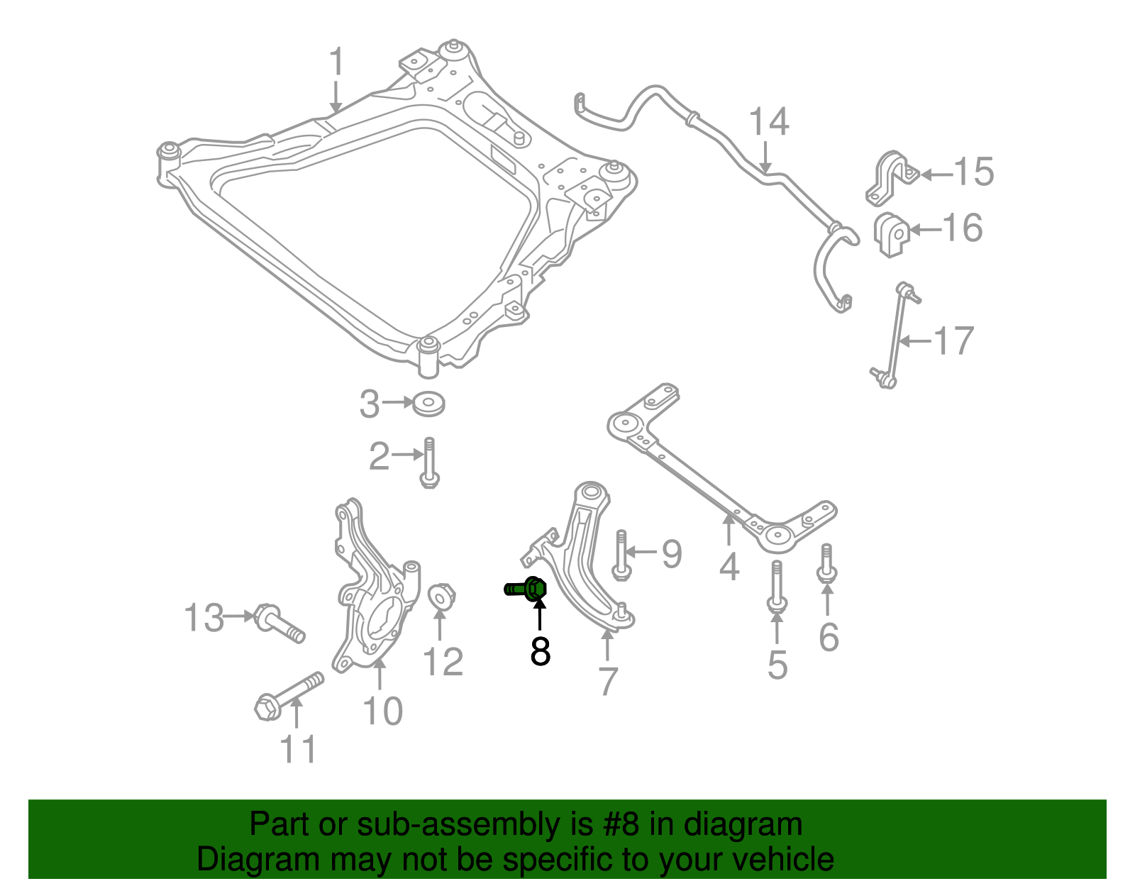 2007-2023 Nissan Control Arm Front Bolt 54459-EN00D | Nissan Parts Plus