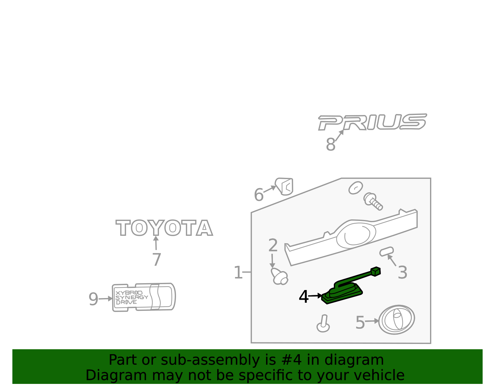 84905-47010 - Genuine Toyota 2004-2009 Prius Rear Hatch/Trunk Release ...