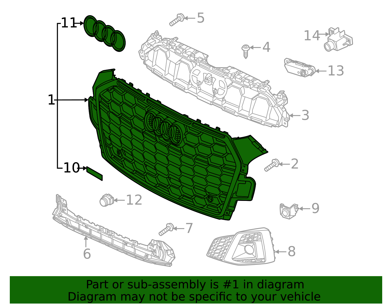 8W6-853-651-BJ-T94 - Center Grille 2020-2024 Audi | Audi OEM Parts Guy