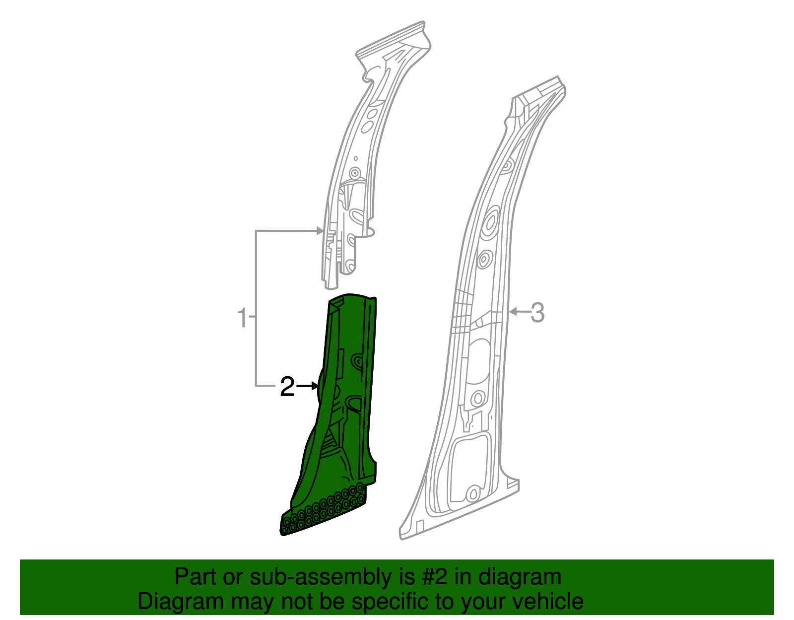 2018-2024 Buick Enclave Passenger Side Center Pillar Outer Panel Reinforcement 84378224 ...