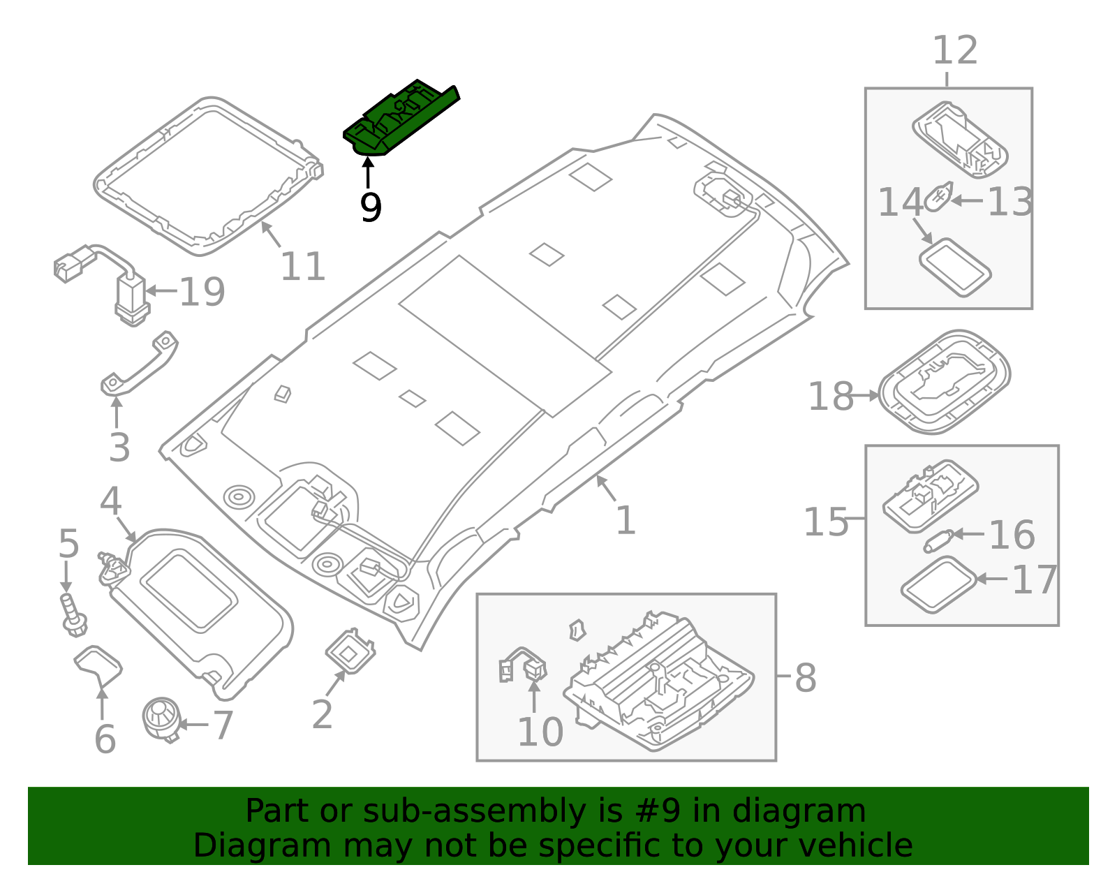 26439-3KA0A - Map Lamp Assembly Bracket 2013-2018 Nissan Pathfinder ...