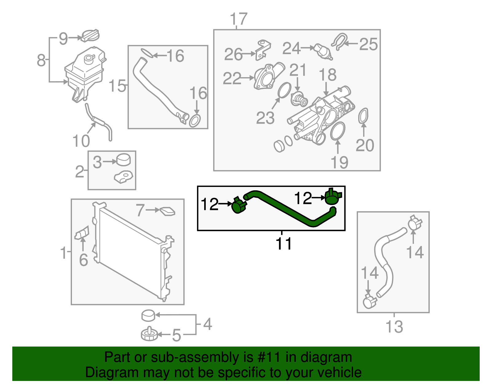 25414-3S000 - Upper Hose 2011-2015 Kia Optima | Kia.Parts Store
