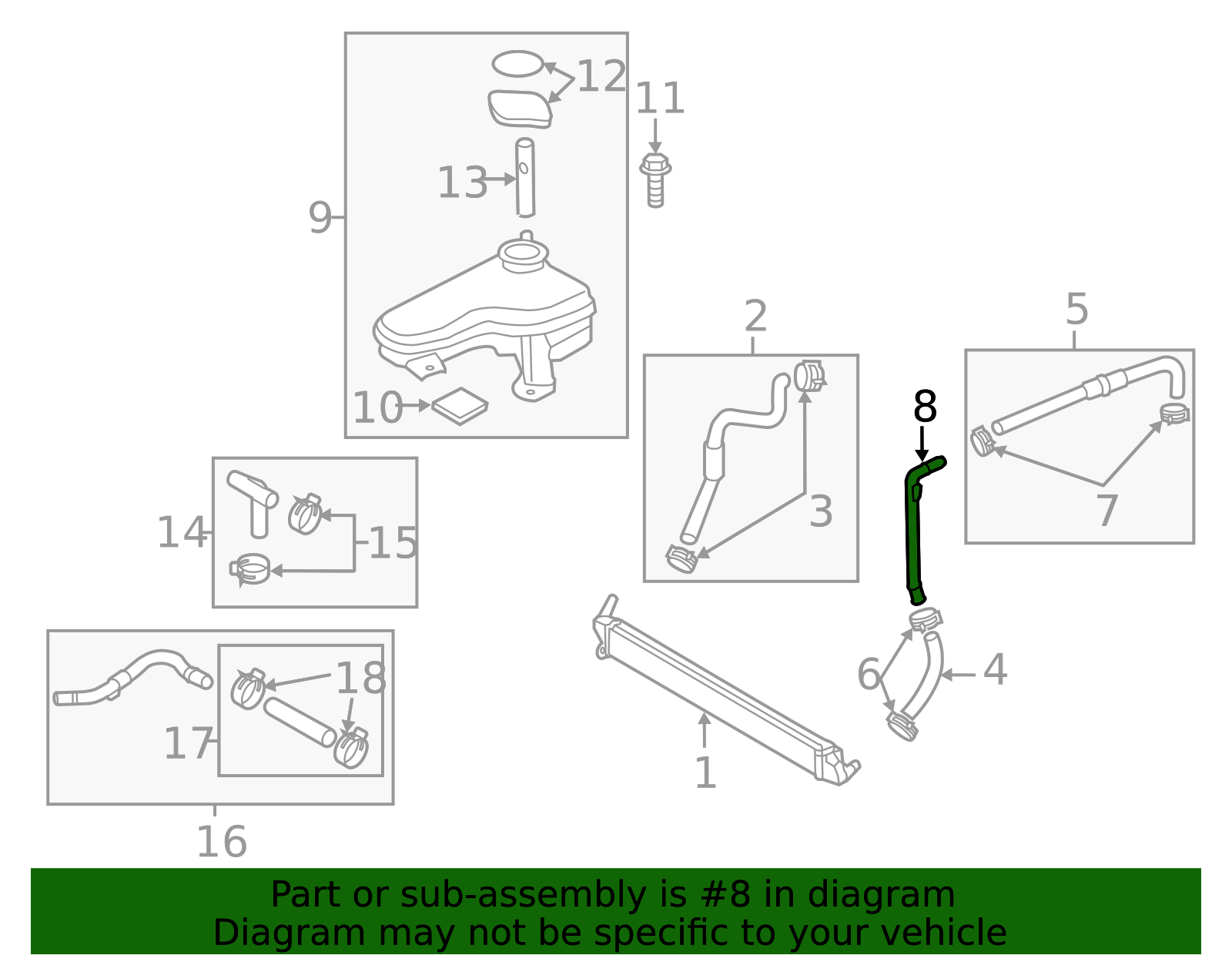 25442-4R000 - Drive Motor Inverter Radiator Hose 2011-2016 Kia Optima ...