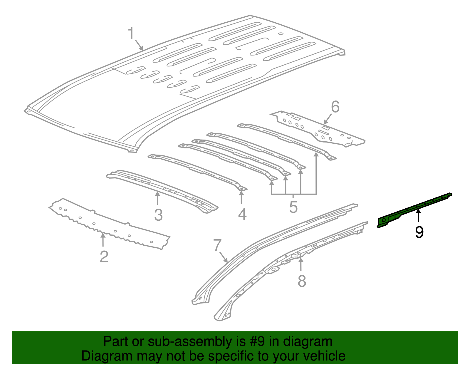 84050748 - 2018-2024 Chevrolet - Driver Side Roof Inner Rear Side Rail ...