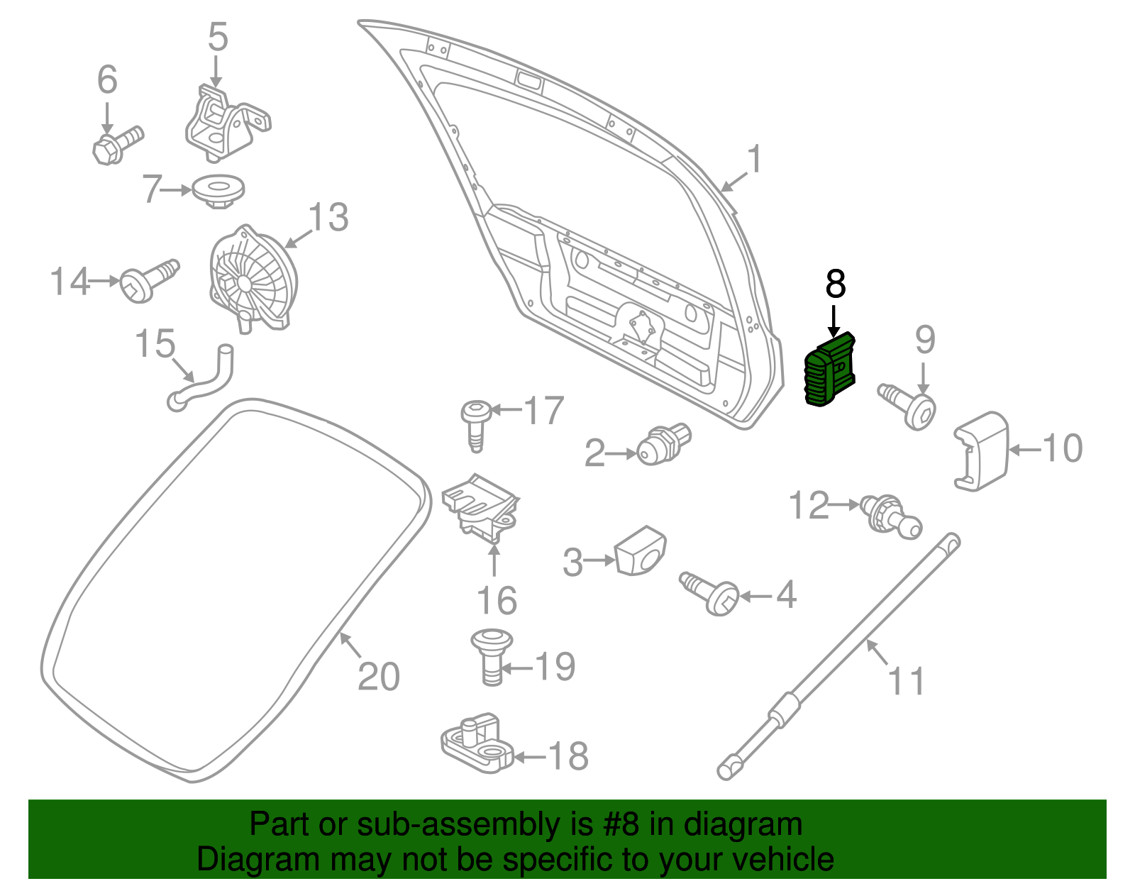 3C9-827-499-A-9B9 - Lift-Gate Stop Bumper 2012-2019 Volkswagen ...