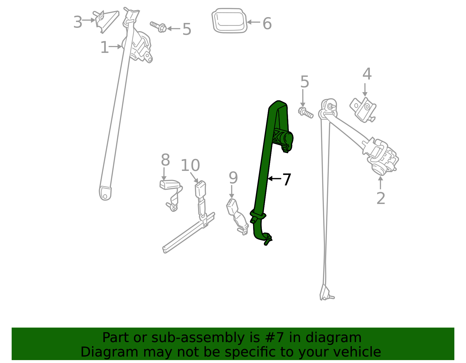 Hyundai - 89850-S1100-NNB - Center Seat Belt - 2021-2023 Hyundai Santa ...