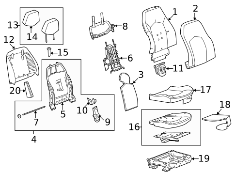 Passenger Seat Components for 2014 Cadillac CTS | GM Parts Warehouse