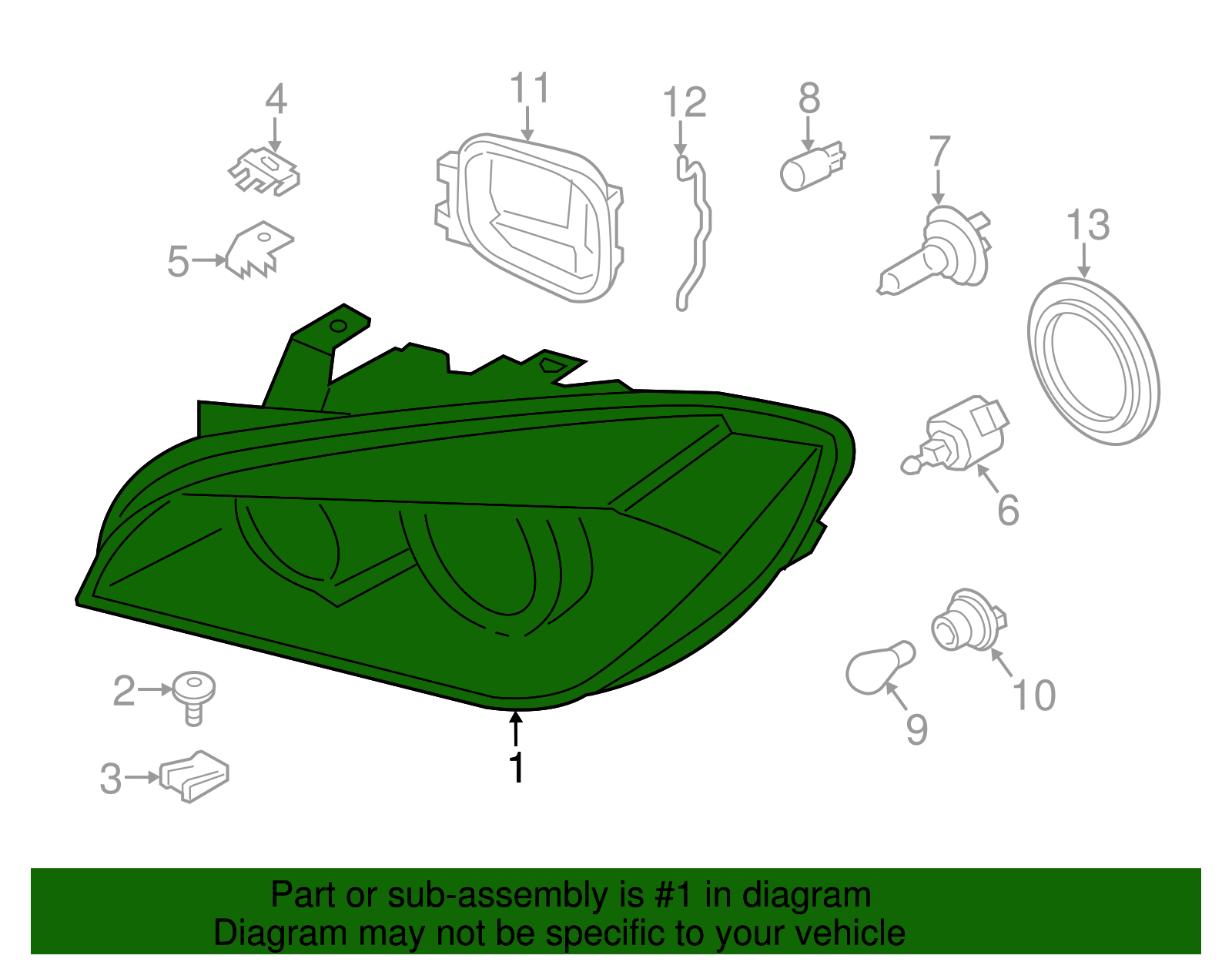63117290238 - 2013-2015 BMW X1 Composite Headlamp (63-11-7-290-238 ...