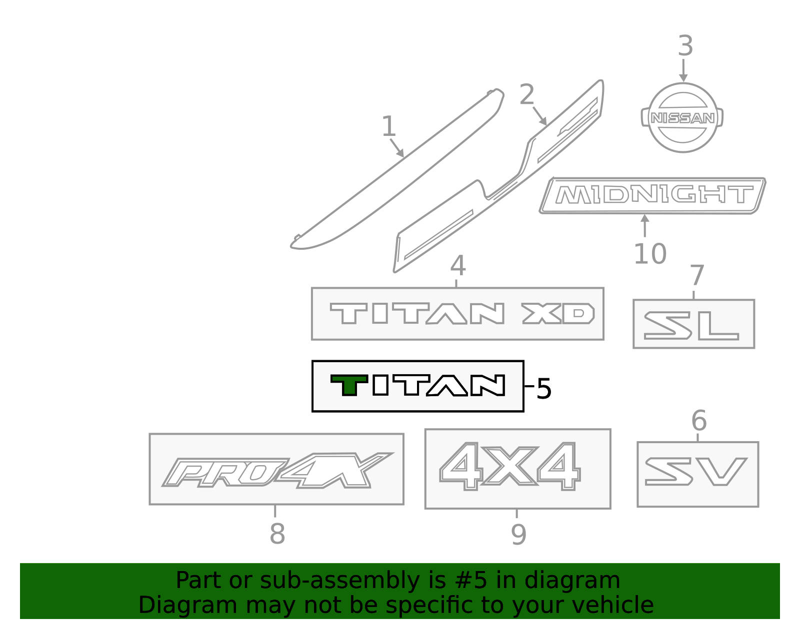 80892-9FT2A - High-Quality Tailgate Emblem for 2018-2024 Nissan ...
