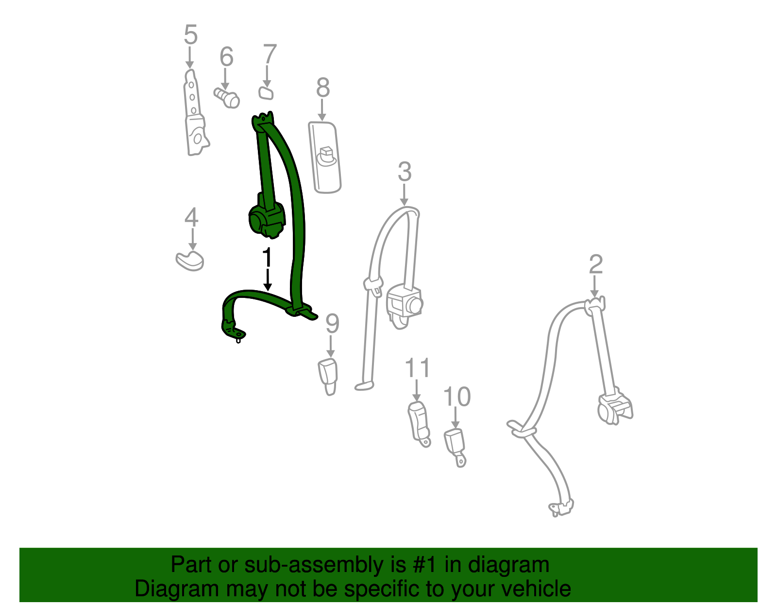 2015-2020 Toyota Sienna Lap & Shoulder Belt 73360-08051-C2 | Toyota ...