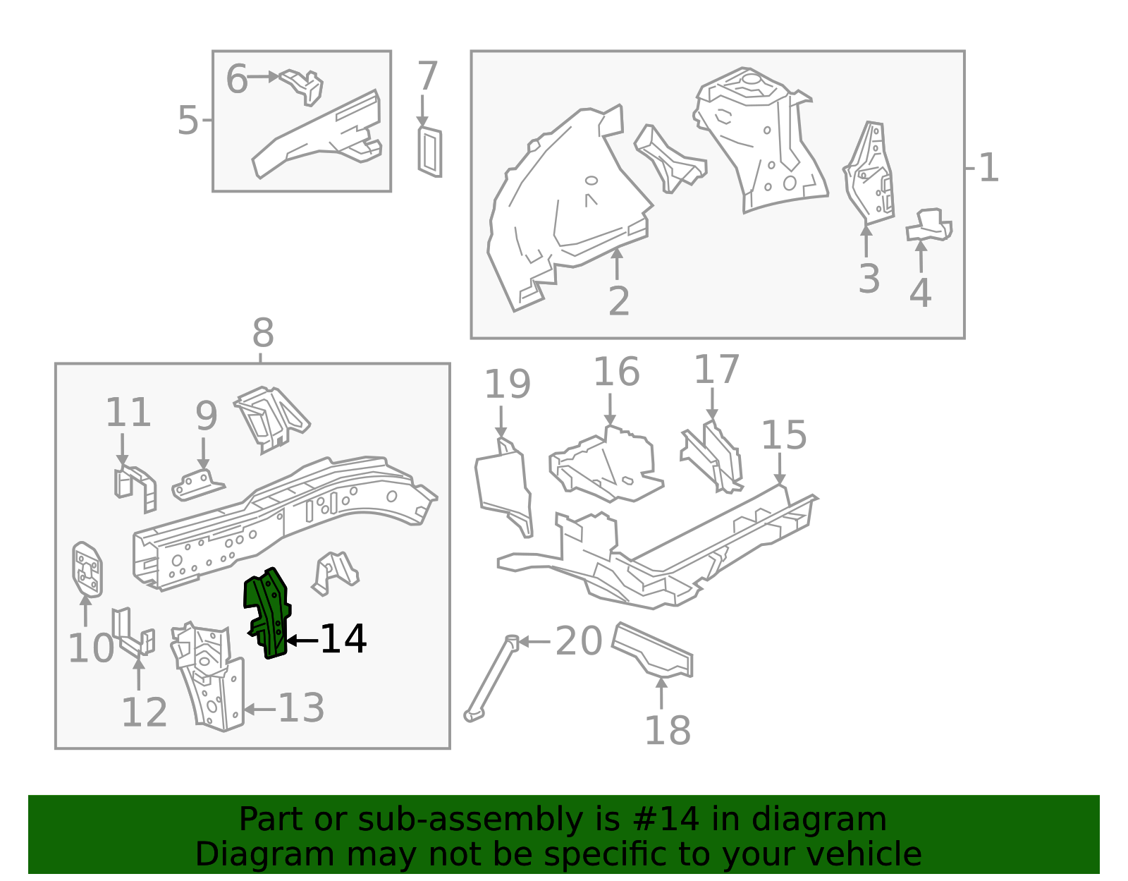 2017-2025 GM Driver Side Front Engine Compartment Inner Rail Extension ...
