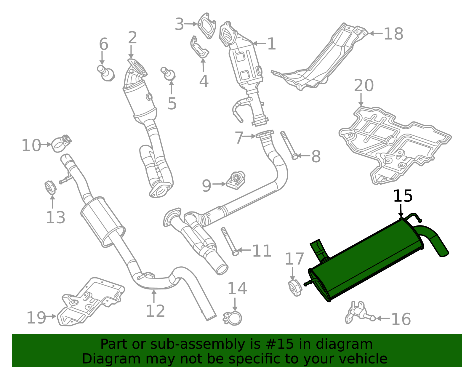 2018-2025 Jeep Wrangler Exhaust Muffler And Tailpipe 68595519AB | Mopar ...