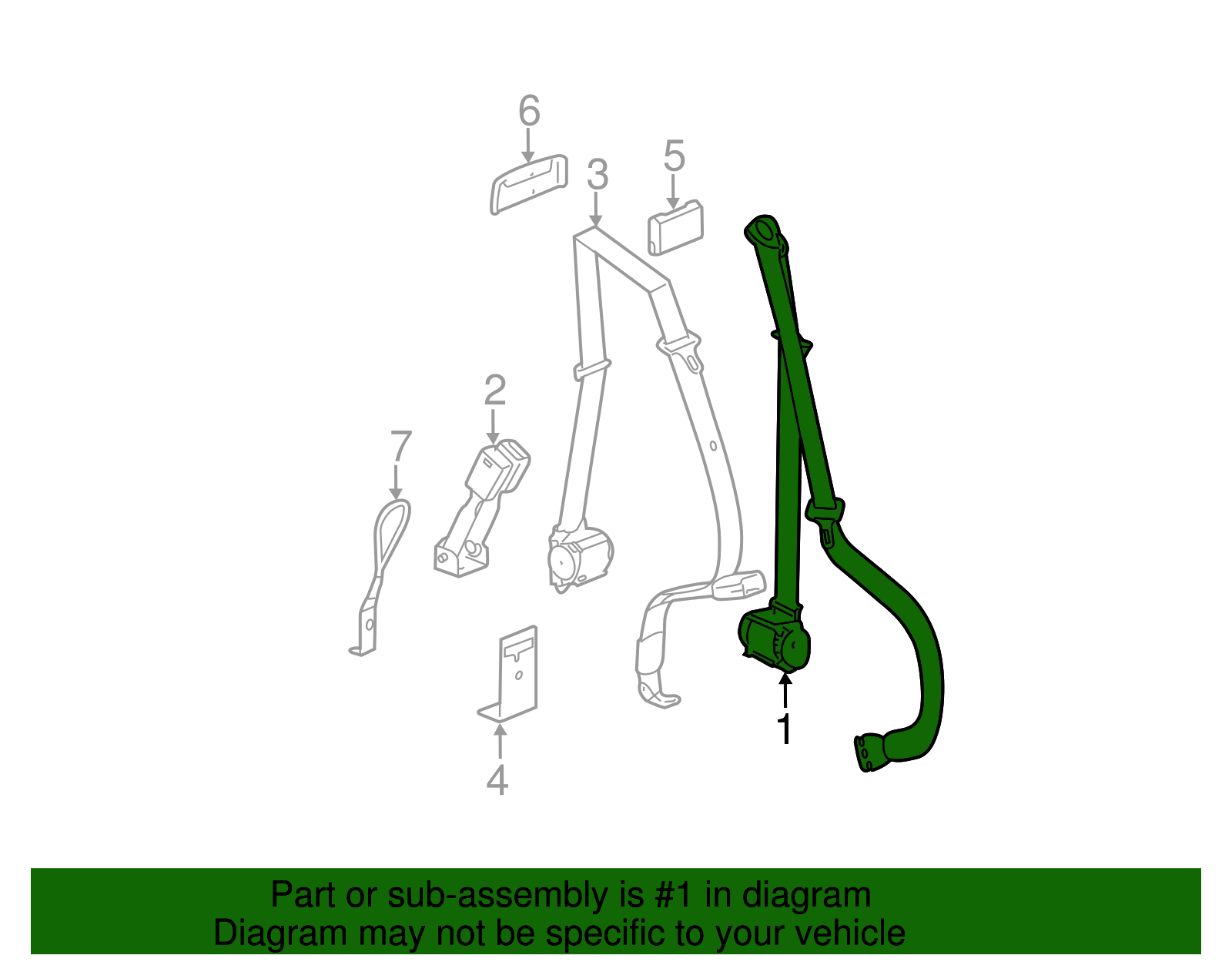 19260329 - Ebony Rear Passenger Side Seat Belt with Retractor GM 2007 ...