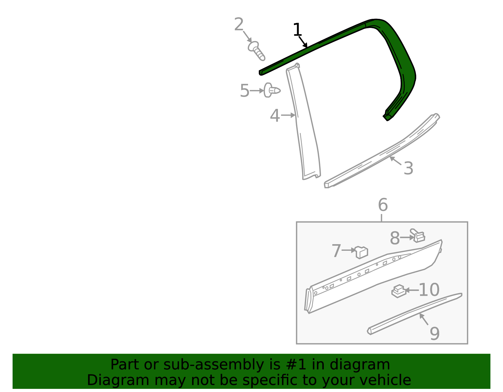 2018-2024 Chevrolet Black Rear Driver Side Door Window Upper Reveal ...