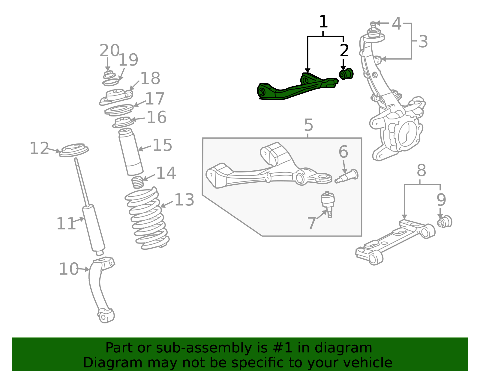 2002-2009 GM Front Passenger Side Upper Control Arm 19330400 GM ...