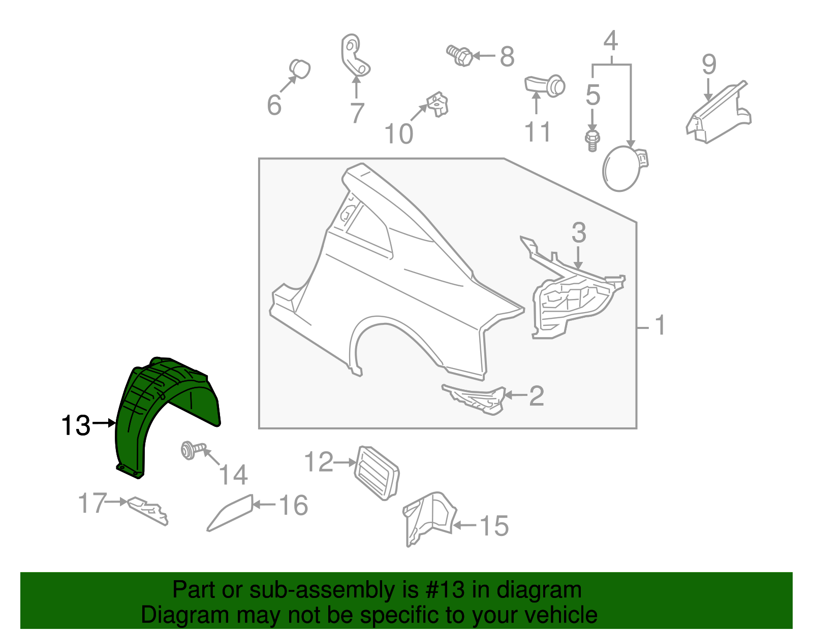 2017-2023 Nissan GT-R Wheelhouse Liner 76749-6AV0A | Nissan Parts Central