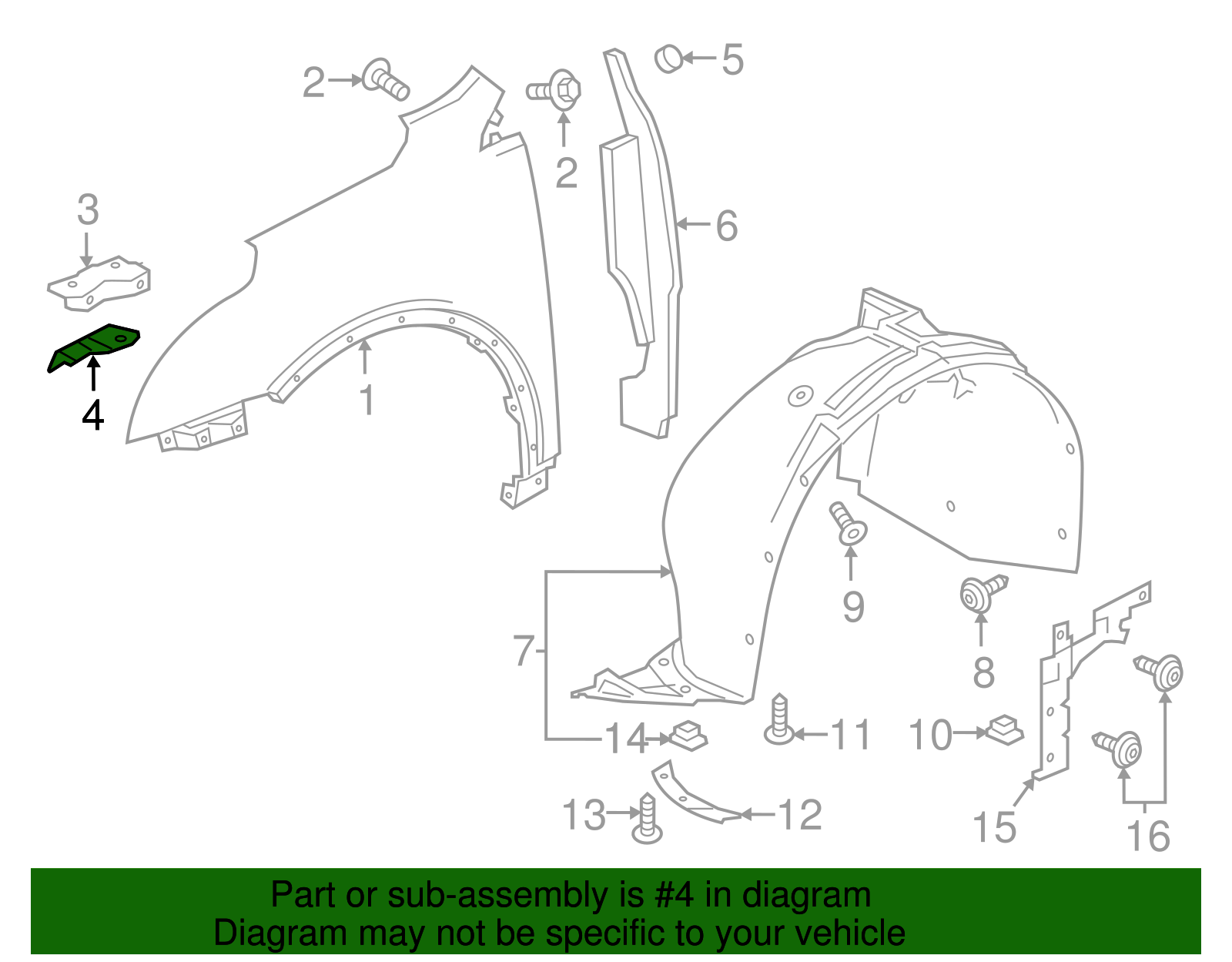 2017-2025 Cadillac XT5 Fender Front Bracket - Passenger Side (RH ...