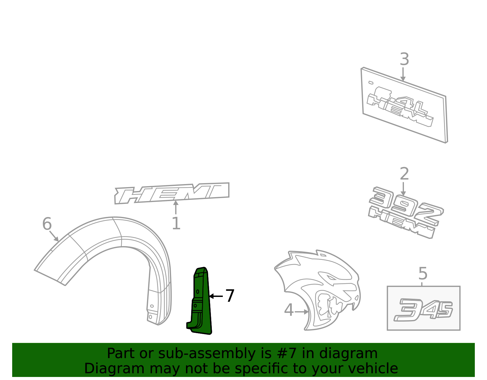 2020-2023 Dodge Charger Front Fender Spat, Left 68451053AA | Mopar ...