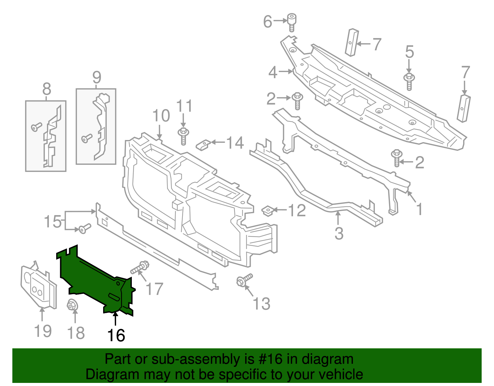 Genuine OEM Ford Part - Radiator Support Air Deflector HC3Z-8327-J ...
