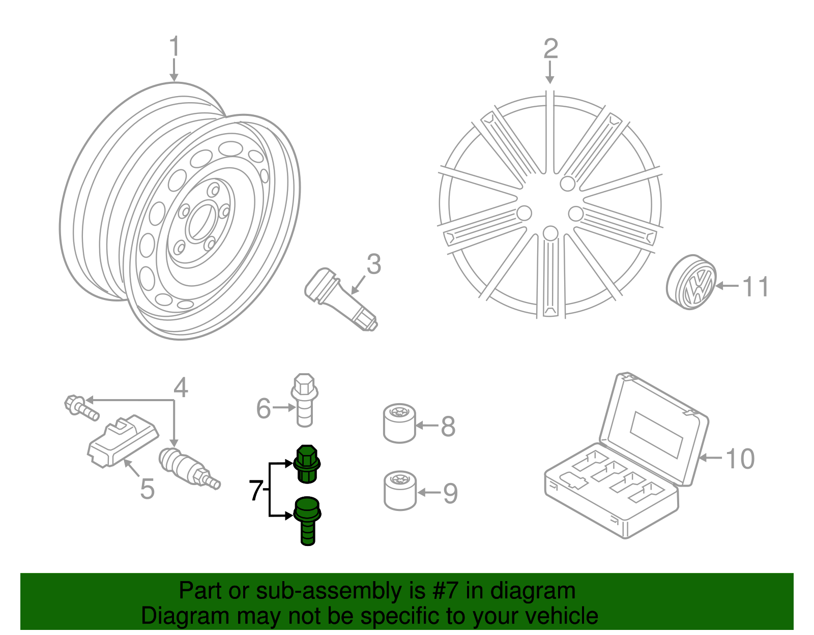 2009-2018 Volkswagen Wheel Bolt WHT-001-814-B-522 | VW Direct Auto Parts