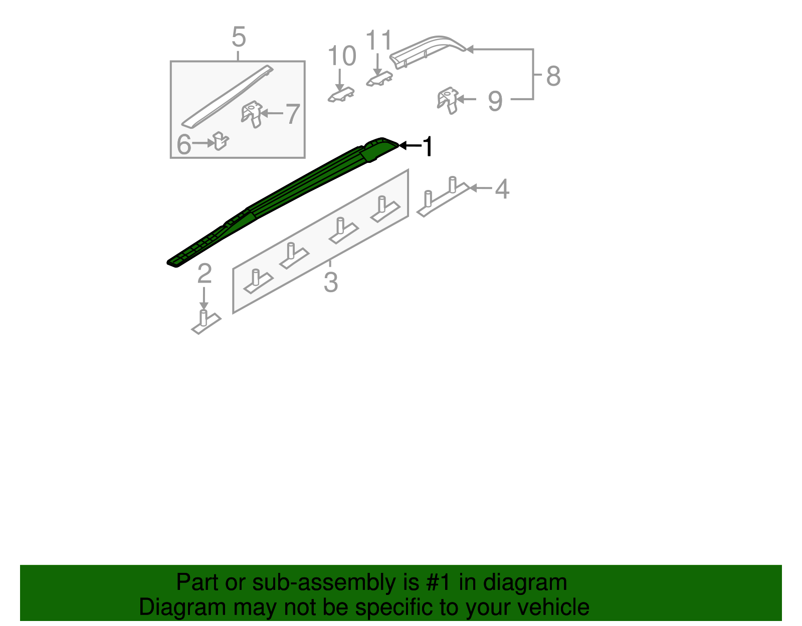 Genuine OEM Side Rail Assembly Part# 87270-2E000-ZI Fits 2005-2009 ...