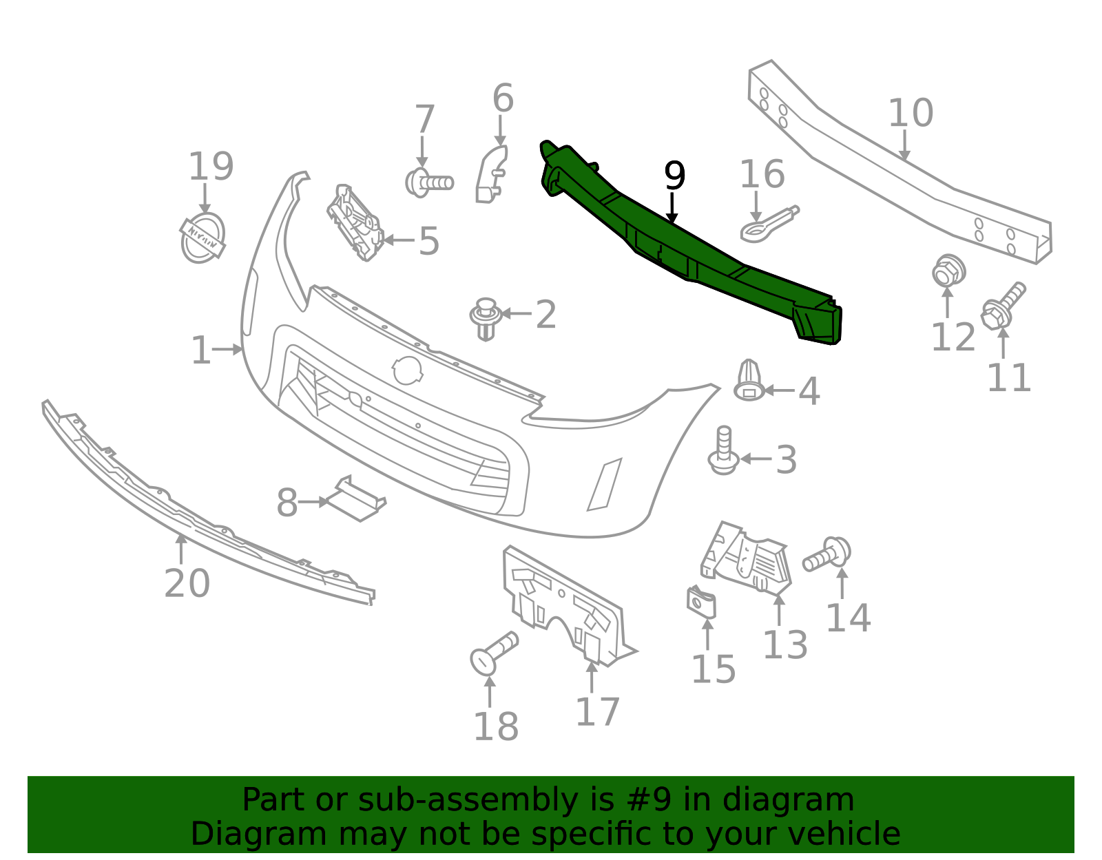 62090-1EA0A - Energy Absorber - 2009-2020 Nissan 370Z | Nissan OEM ...