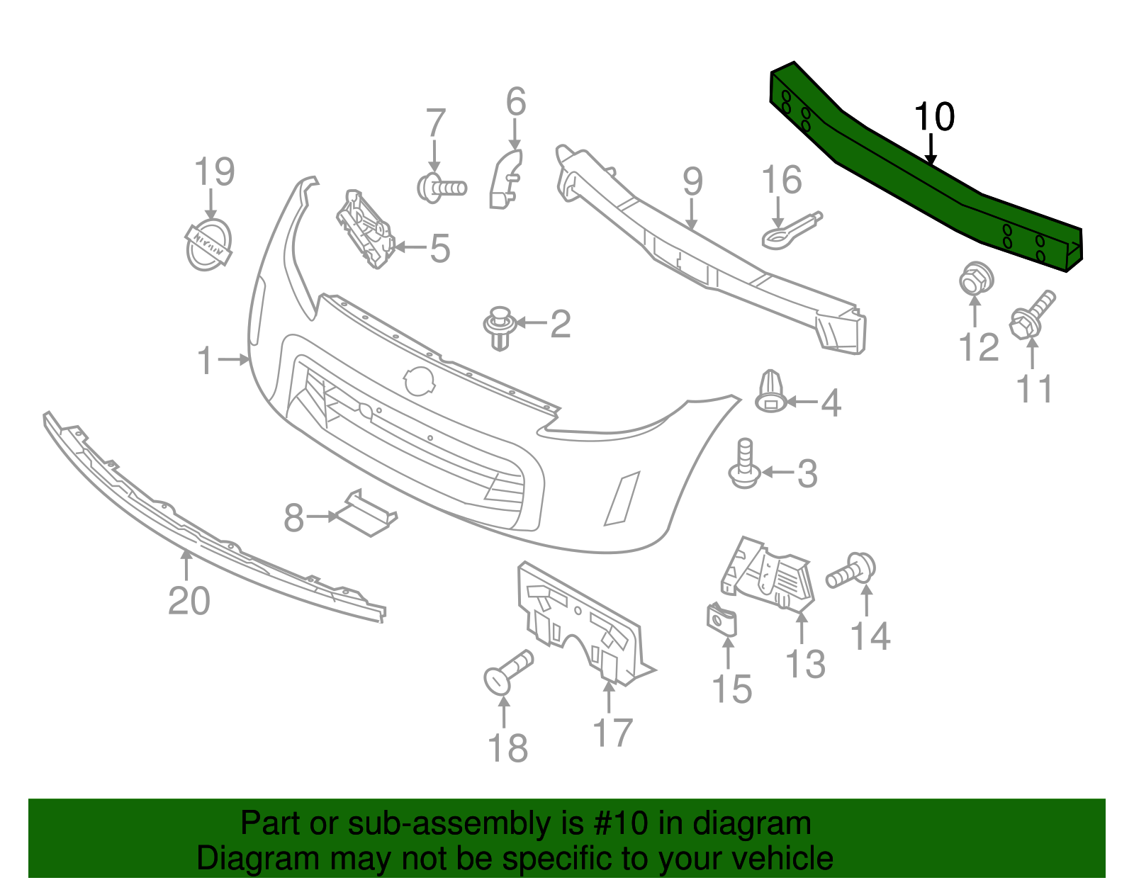 2009-2020 Nissan 370Z Impact Bar 62030-1EA0A | Bill Kay Nissan Parts