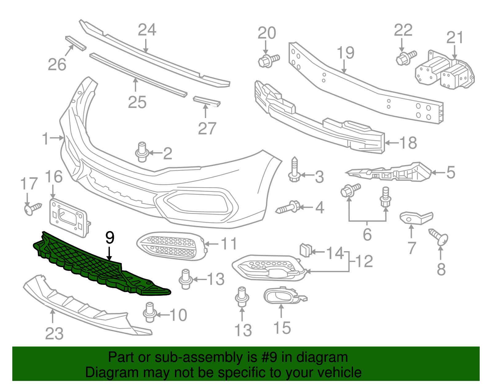 71105-TS8-A51 - Lower Grille 2014-2015 Honda Civic | Honda Parts Online