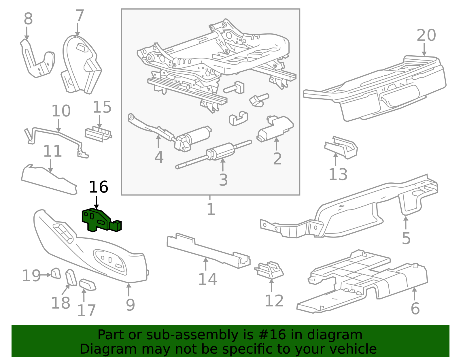 23247578 - Front Passenger Side Seat Adjuster Switch 2013-2019 Cadillac ...