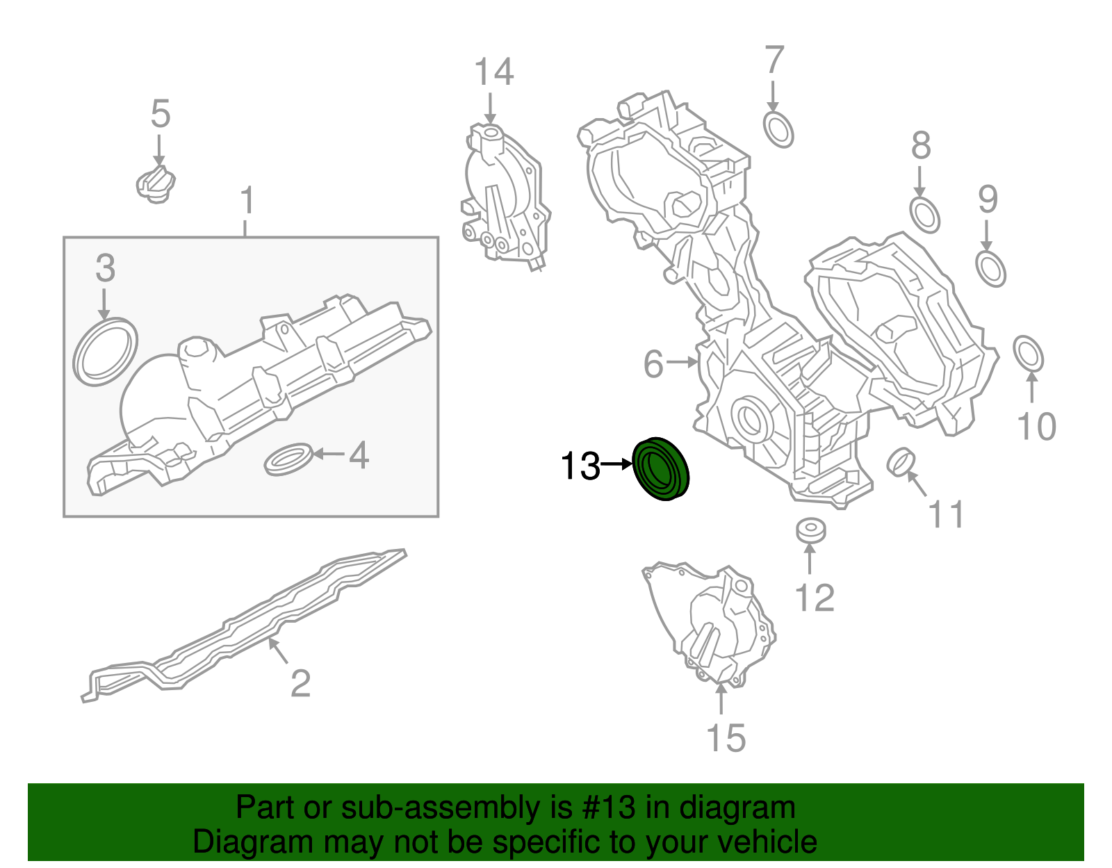 2007-2025 Nissan Crankshaft Seal 13510-1LA0A | Nissan Parts Central