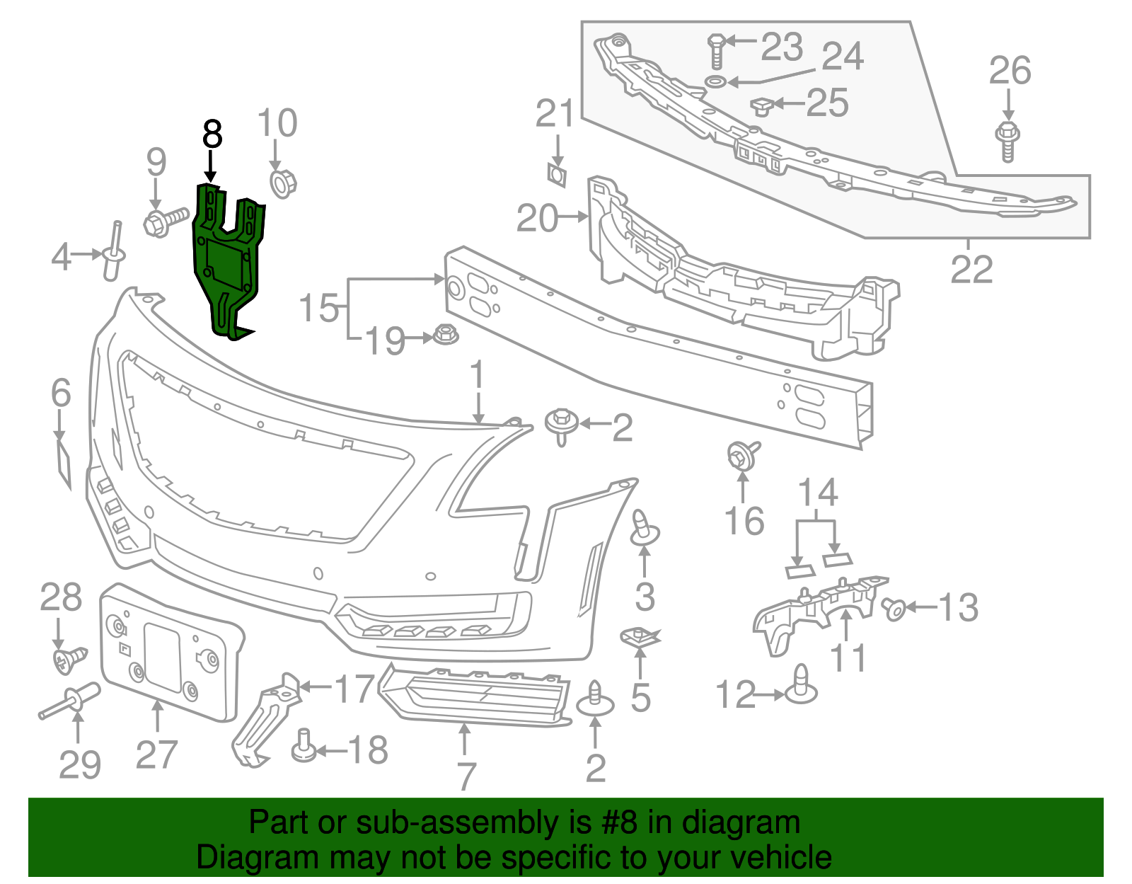 2016-2018 Cadillac CT6 Front Bumper Fascia Support Brace 23109325 ...