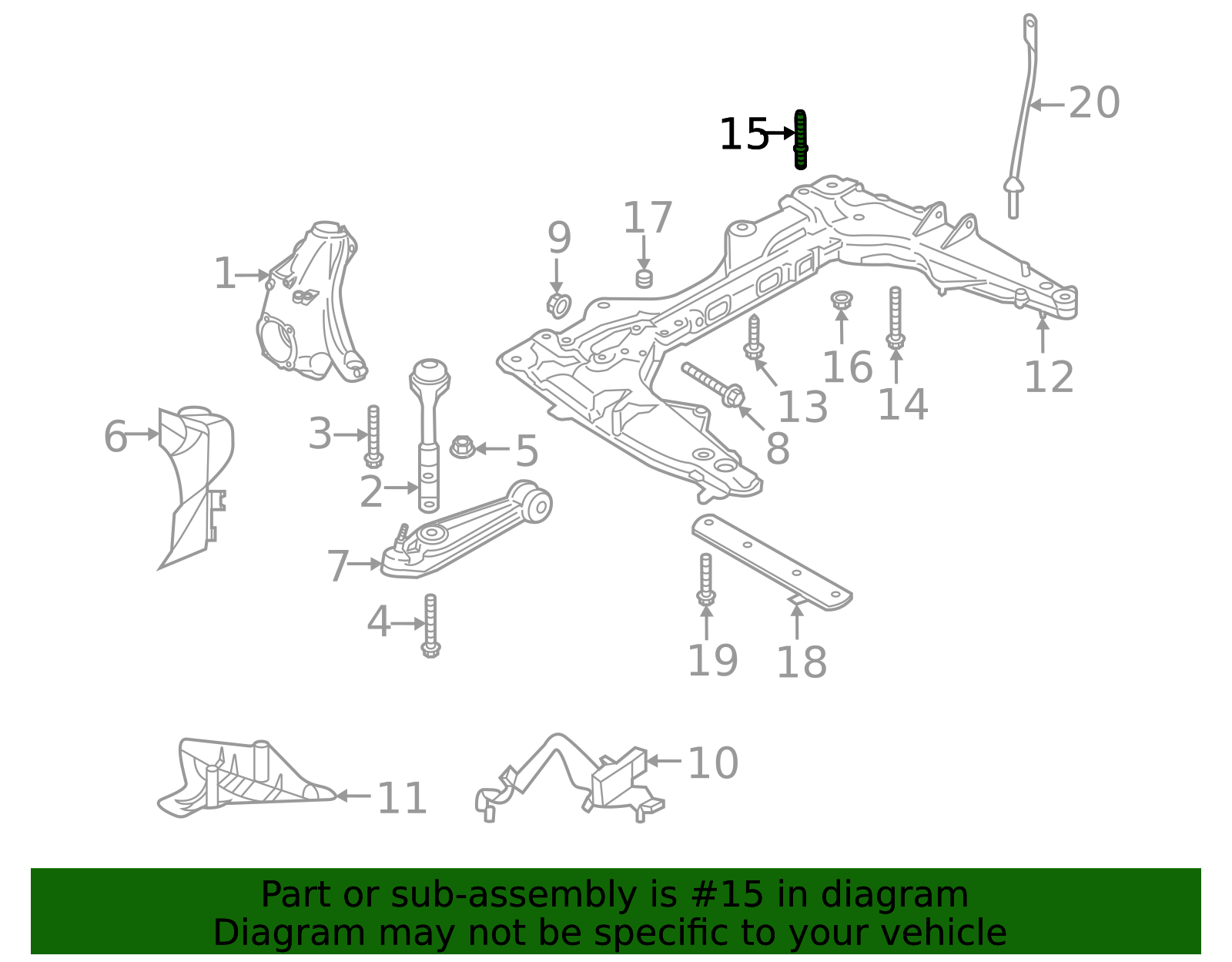 2020-2025 Porsche 911 Suspension Sub-Frame Cross-Member Stud PAF-008 ...