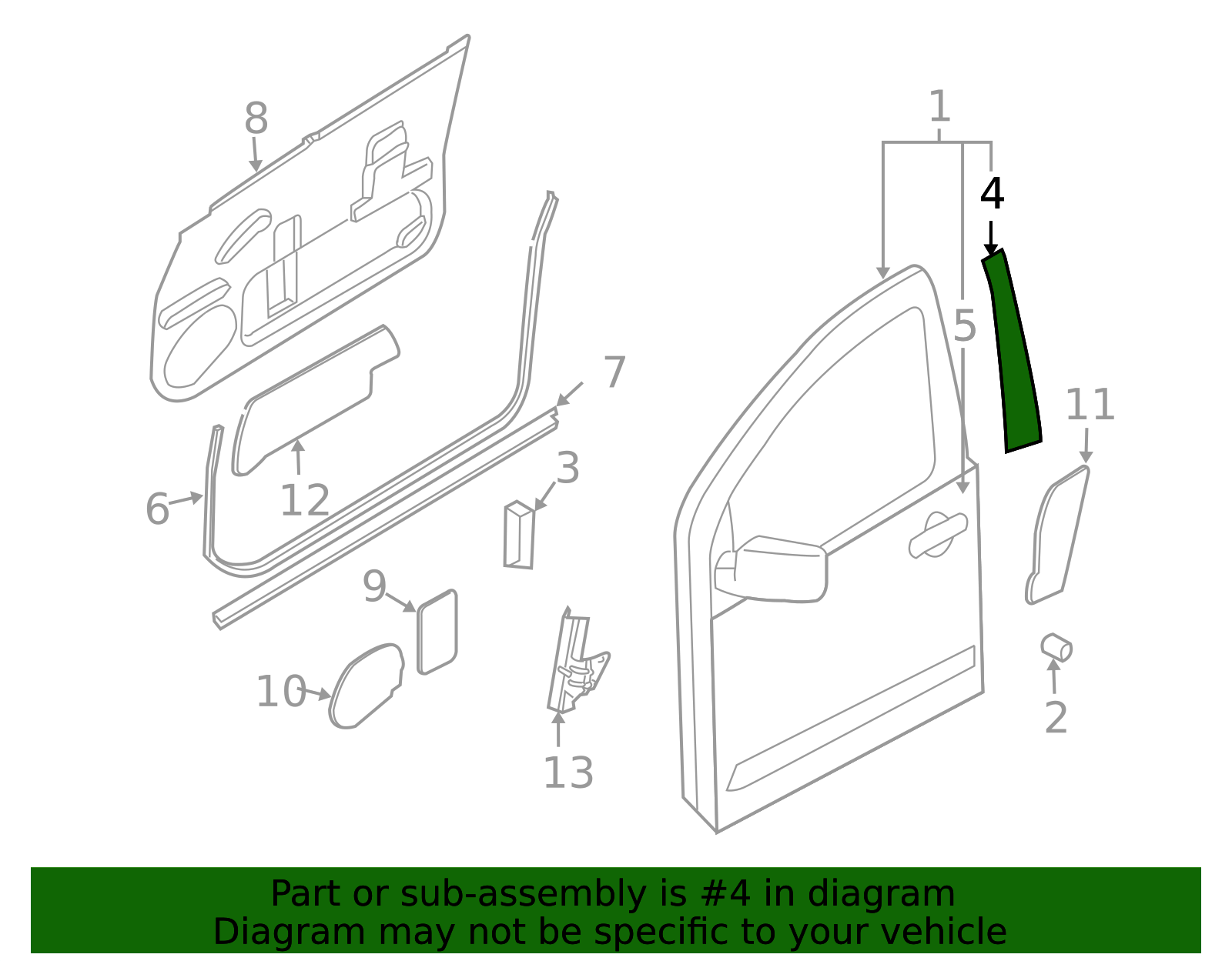 2013-2015 Nissan Armada Door Shell Tape - Driver's Side (LH) 80813 ...