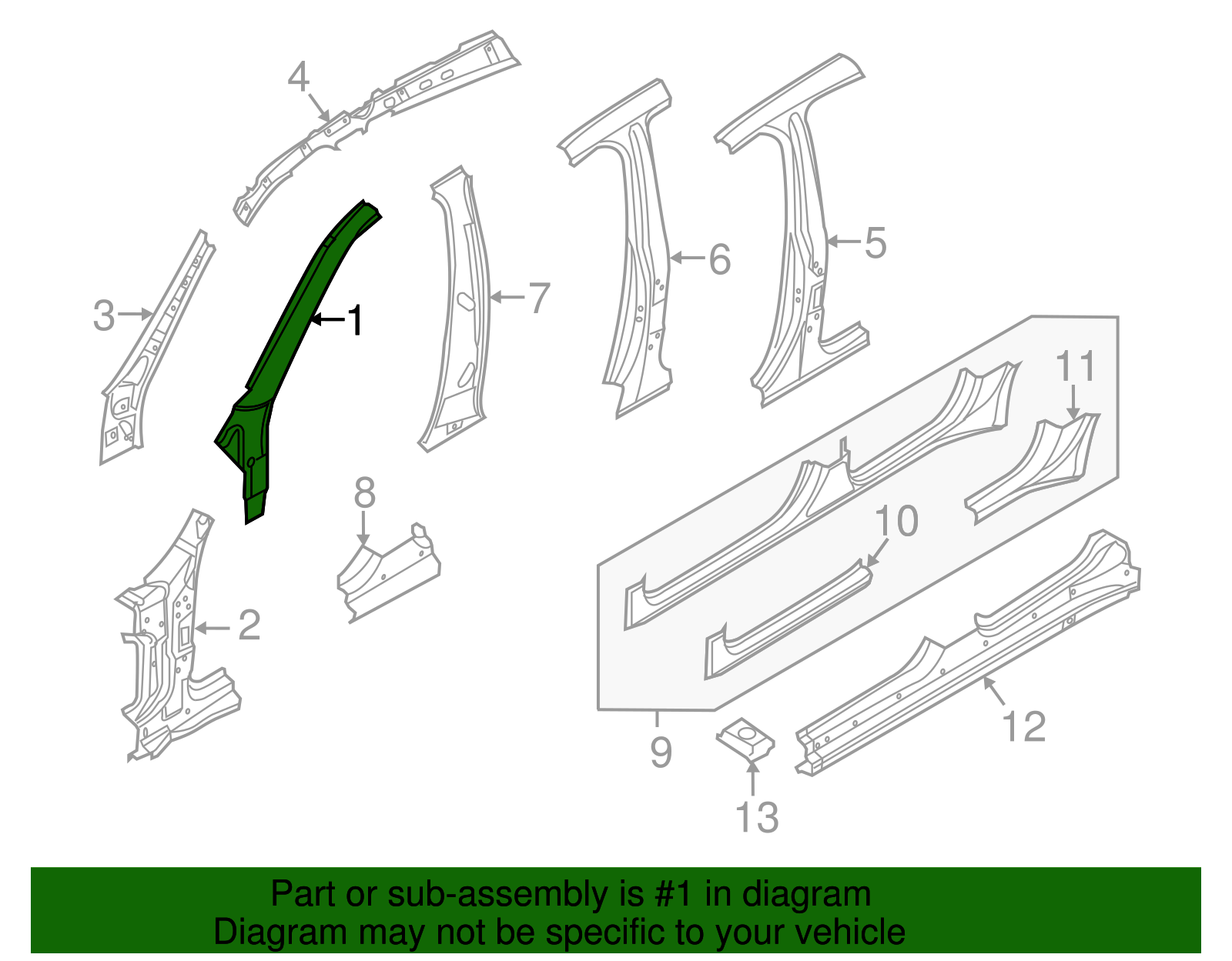 2010-2016 Porsche Panamera Windshield Pillar 970-503-961-00-GRV ...