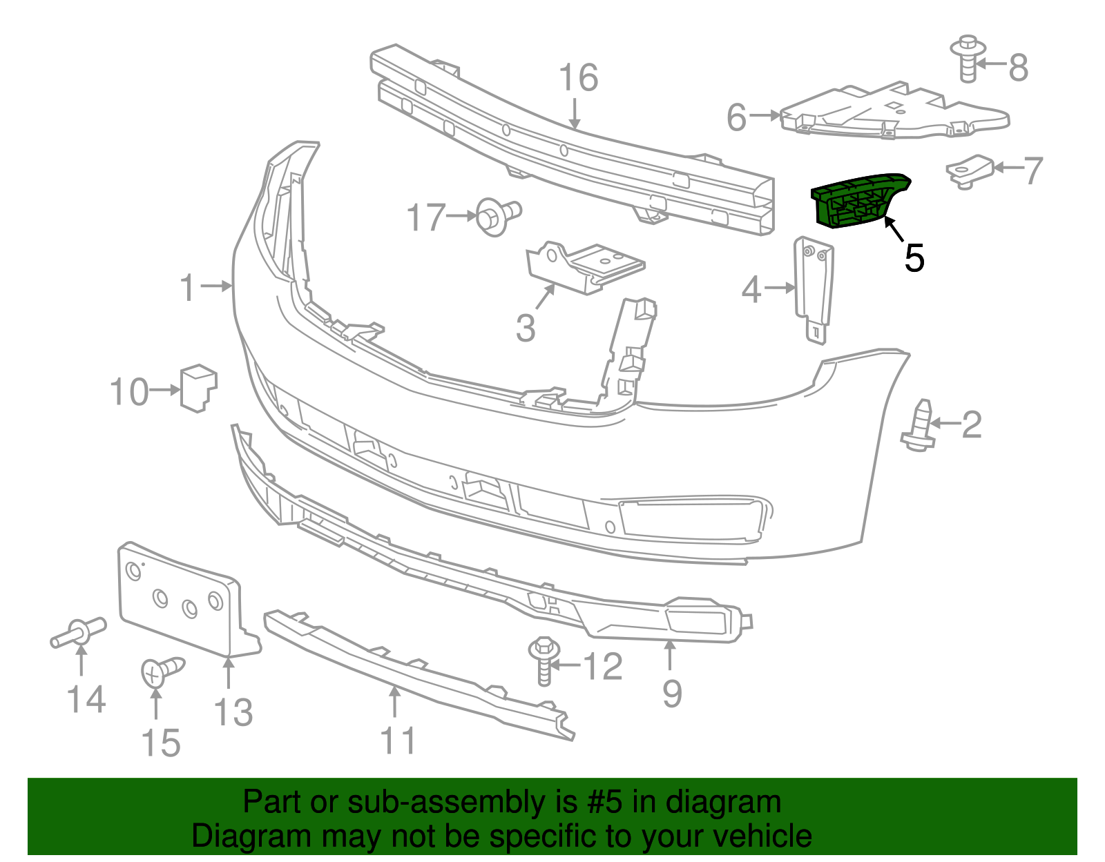 2015-2020 Chevrolet Passenger Side Front Bumper Fascia Guide 22806323 ...
