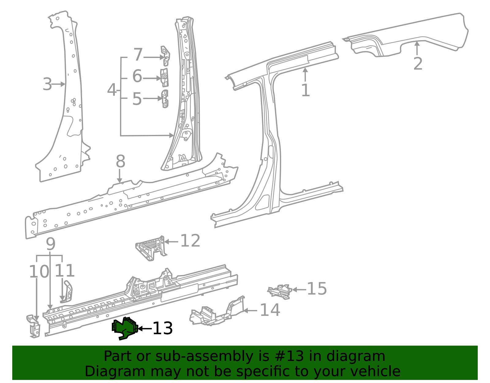 2021-2025 Toyota Sienna Rocker Panel Reinforcement Bracket 57304-08020 ...